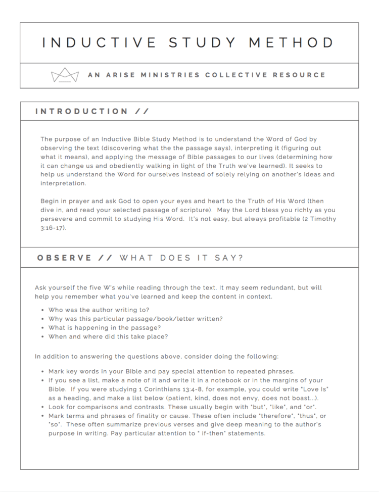 How to Study the Bible: The Inductive Method - Arise Ministries Collective