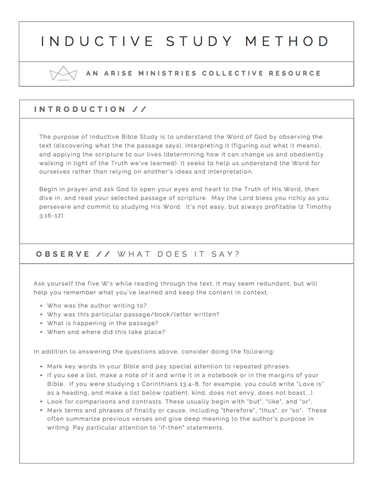 The Inductive Study Method - Arise Ministries Collective