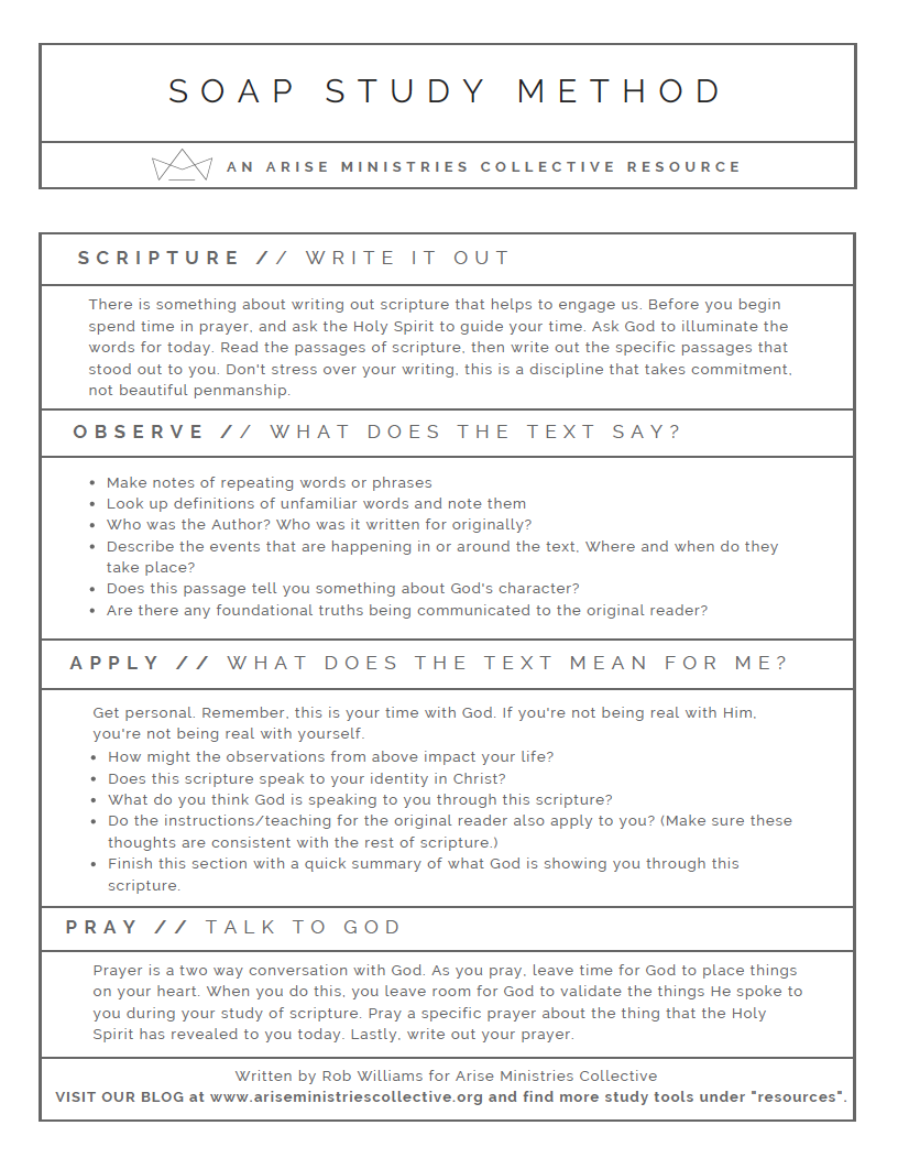 The SOAP Study Method - Arise Ministries Collective